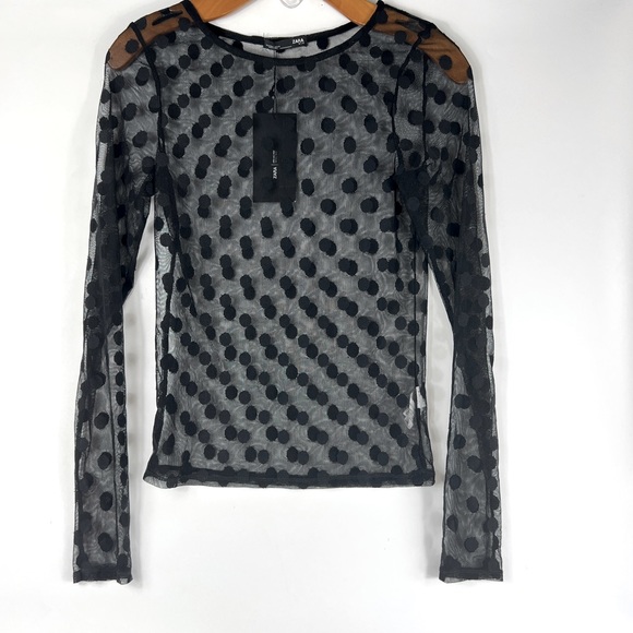 Zara | Tops | Zara Black Dotted Sheer Long Sleeve Top S Nwt | Poshmark